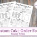 Custom Cake Order Form Bakery Forms Cake Order Form Baking