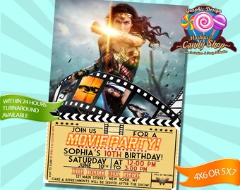 Wonder woman invitations | Etsy