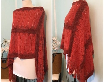 Orange poncho | Etsy