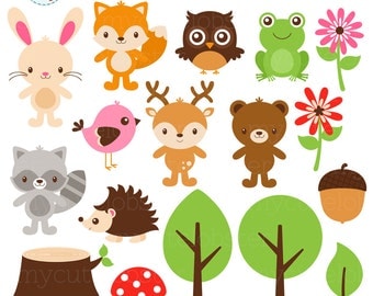 Spring Owls Clipart Set cute owls umbrella flowers