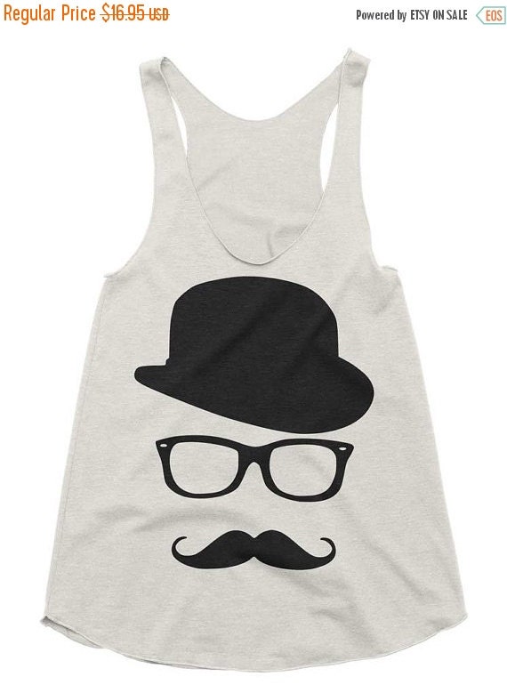 ON SALE Workout Tank Mustache and Wayfarers TankTop by lastearth