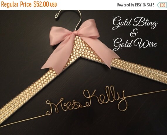 FALL SALE GOLD Rhinestone Hanger Bling Wedding Hanger by GetHungUp