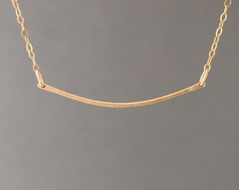 Hammered Horizontal Gold Fill Bar Necklace also in Sterling