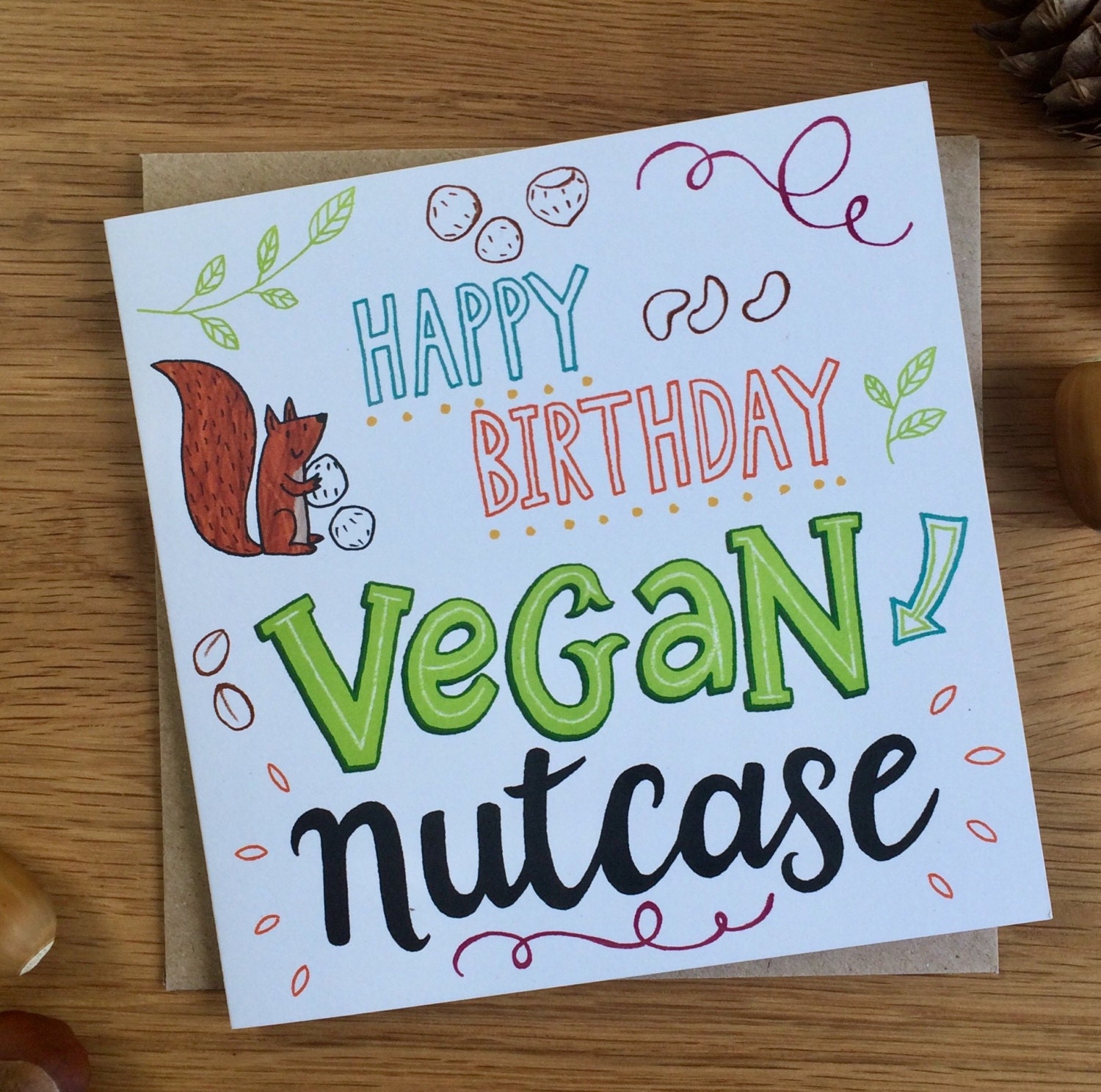 Vegan Nutcase Happy Birthday Card Vegan Birthday card Eco