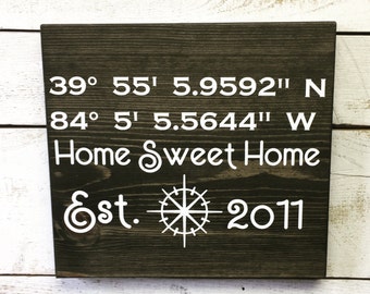 Unique gps coordinates sign related items | Etsy