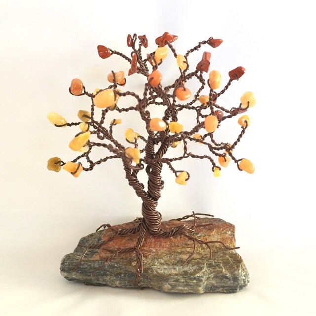 Wire Gem Tree Sculptures & Gemstone by SpiritGemDesigns on Etsy