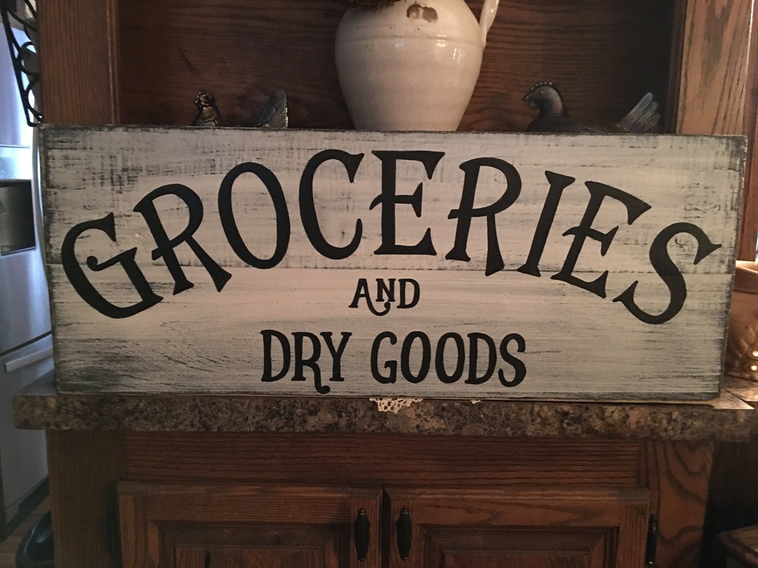 Groceries & Dry Goods distressed sign hand made hand painted