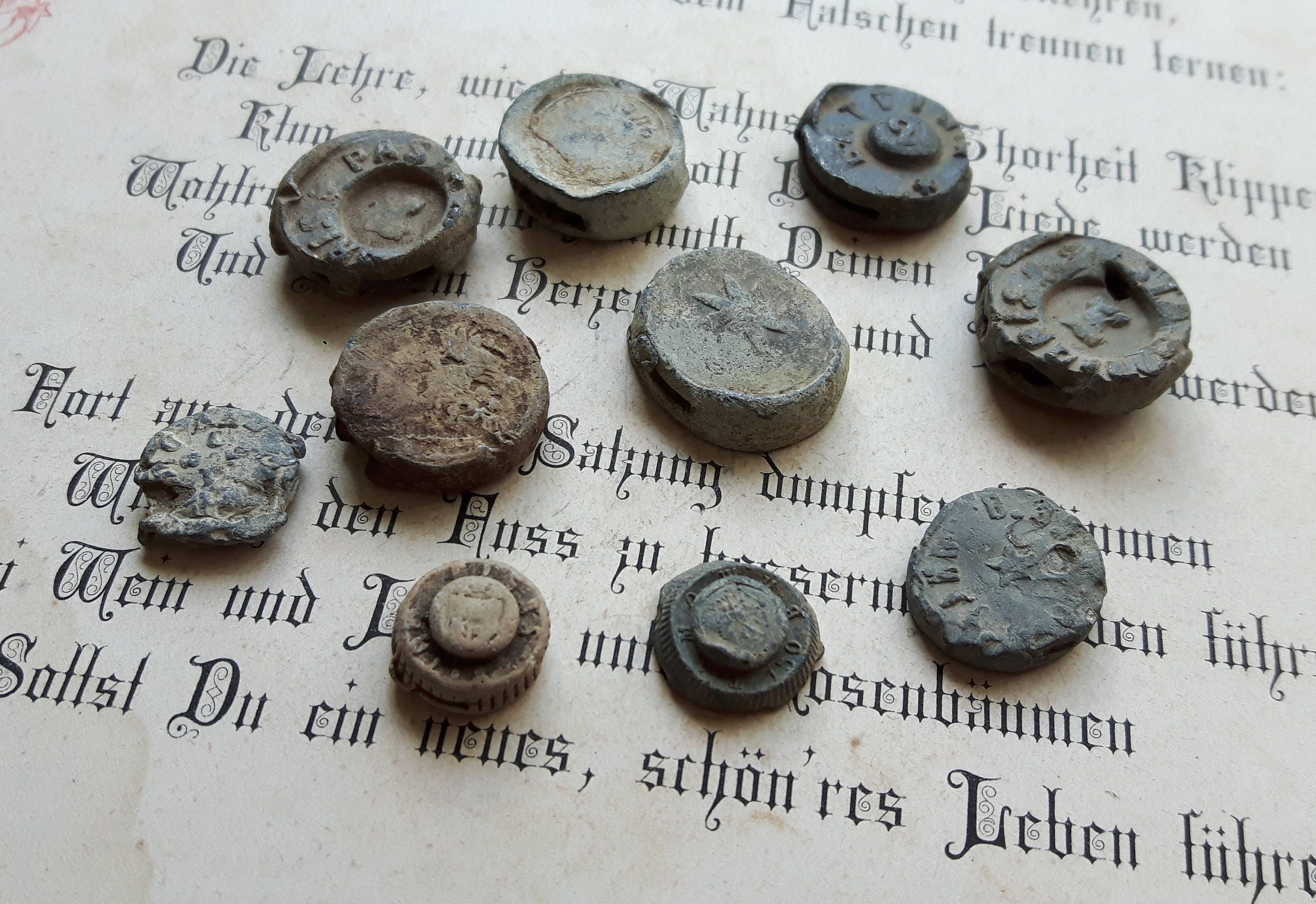 Antique lead stamps, old lead seal, antique plumb plug, collectibles ...