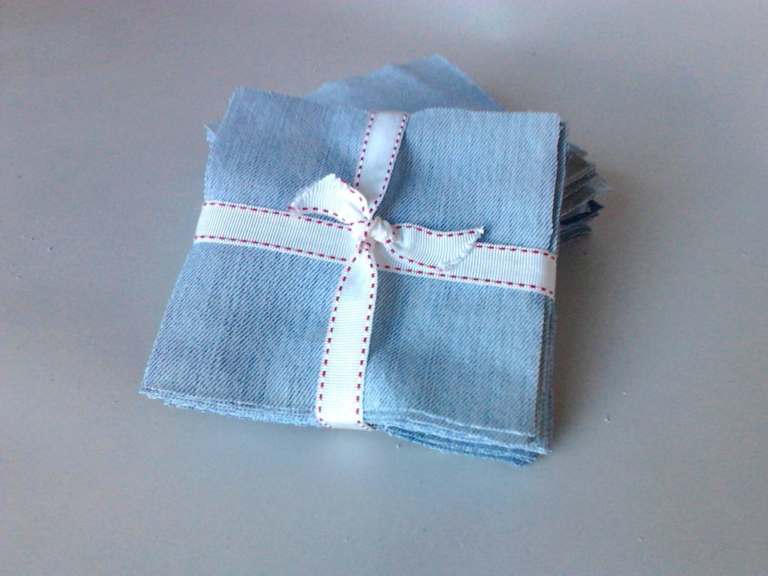 Denim Squares Blue Jean Rag Quilt Fabric Up cycled Denim
