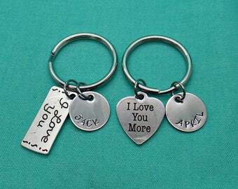 I Love You Keychain I Love You More Keychain Engraved