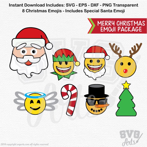 Christmas Emoji Package in SVG EPS DXF & Png 8 Emoji