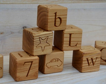 33 Russian Alphabet Wooden Blocks Toy Blocks by KlikKlakBlocks