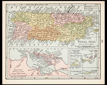 Map of puerto rico | Etsy