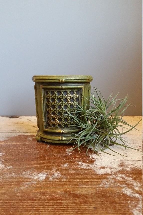 Vintage Ceramic Napcoware Golden Bamboo Planter Pot