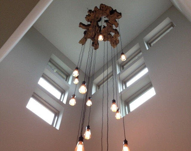 Custom to order Showpiece Live Edge Slab Light Fixture with