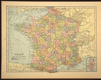 Vintage france map | Etsy