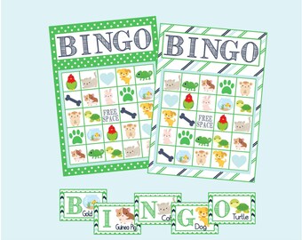 Pet Bingo Game. Instant Digital Download. Dog Cat Bunny