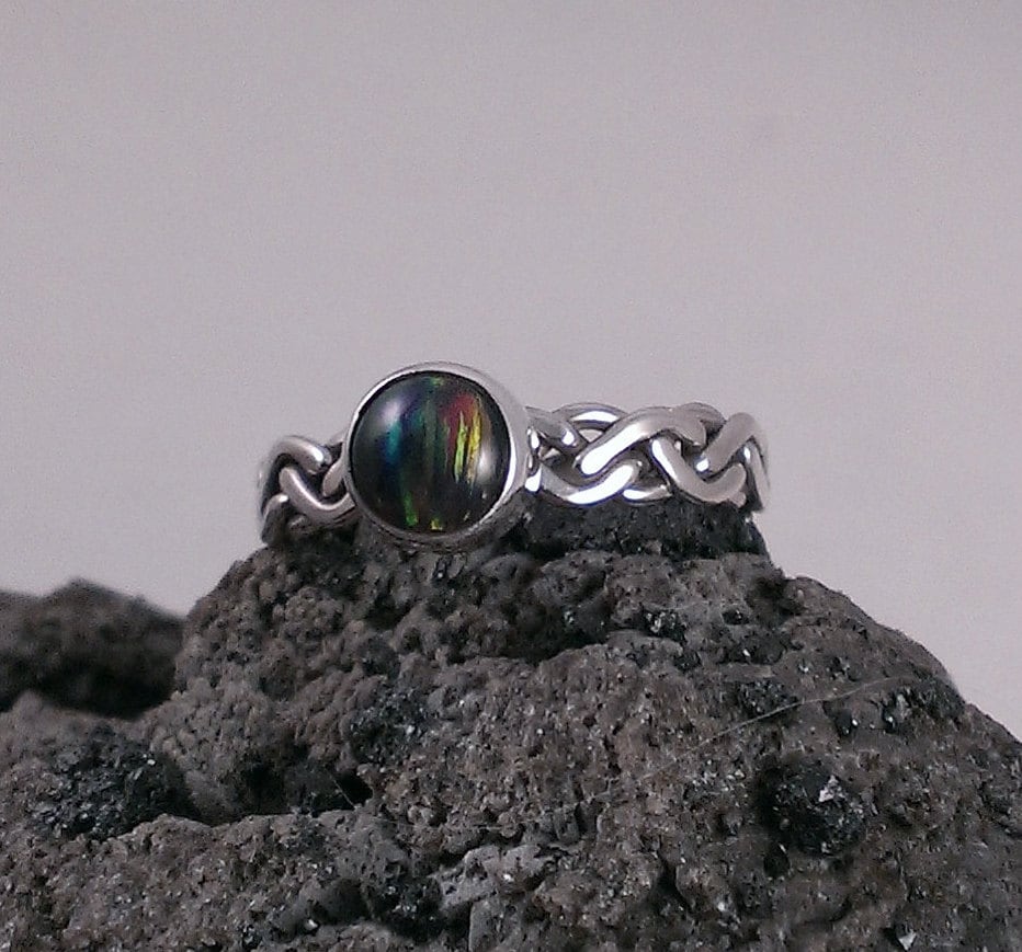 Sterling Silver Braided Wire Opal Ring by Silversmittenkitten