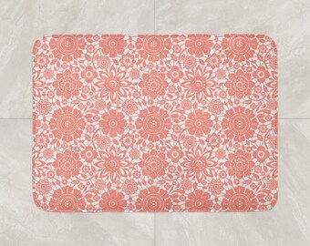 Pink floral rug | Etsy