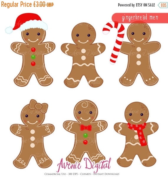 SALE Gingerbread man Clipart Scrapbook printables by AvenieDigital