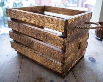 Wooden basket | Etsy