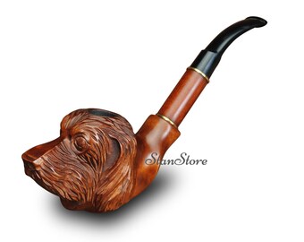 Carved dog pipe | Etsy