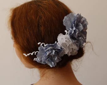Blue hair flower | Etsy