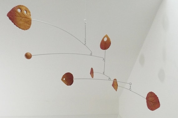 Mobile Kinetic Modern Mobile Copper Bronze Gold Leaf Modern