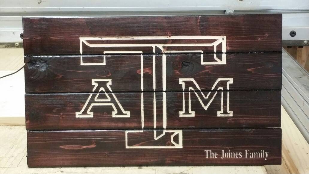 Carved Personalized Texas A&M Aggie wooden sign outdoor or