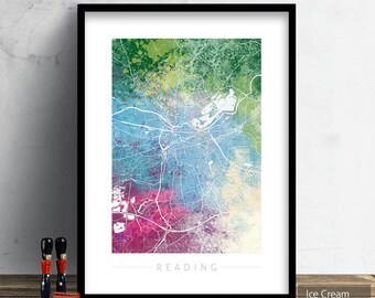 Reading Map City Street Map of Reading England by VelvetPrint