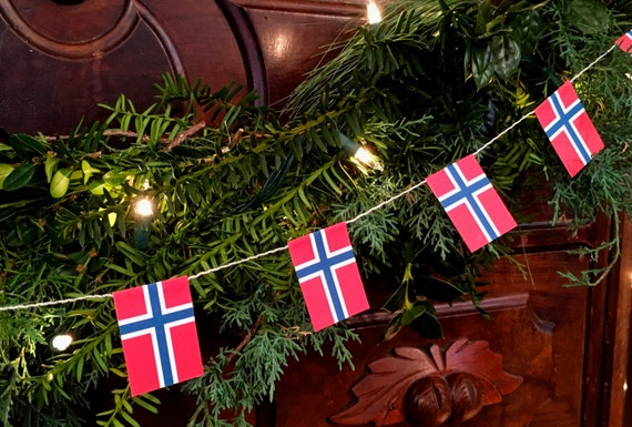 Norway Flag Garland Christmas Decoration Paper 7 feet
