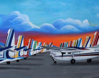 Airplane painting | Etsy