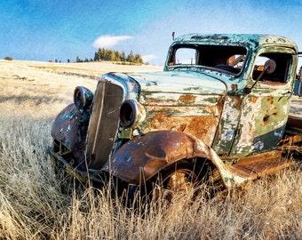 Items similar to Rustic Photography - Rusty - Old - Green Car ...