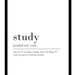 Study Definition Printable Wall Art Study Poster Funny