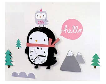 Penguin clock | Etsy
