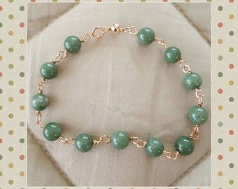 Gold jade bracelet | Etsy