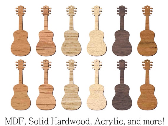 Laser Cutout 12pc Acoustic Guitar Shape MDF hardwood acrylic