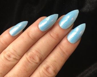 Blue stiletto nails | Etsy