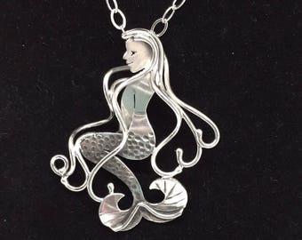 Mermaid Necklace In Silver Mermaid Pendant Fantasy Jewelry