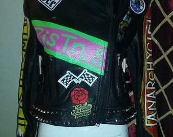 Punk leather jacket | Etsy