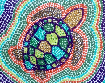 Pointillism turtle | Etsy