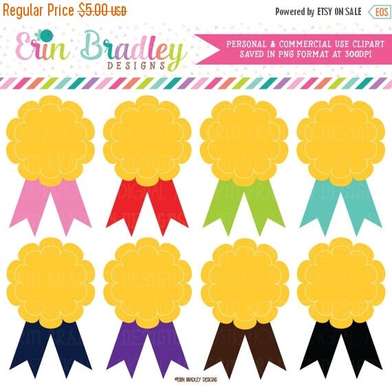 70% OFF SALE Award Clipart Ribbon Badges by ErinBradleyDesigns