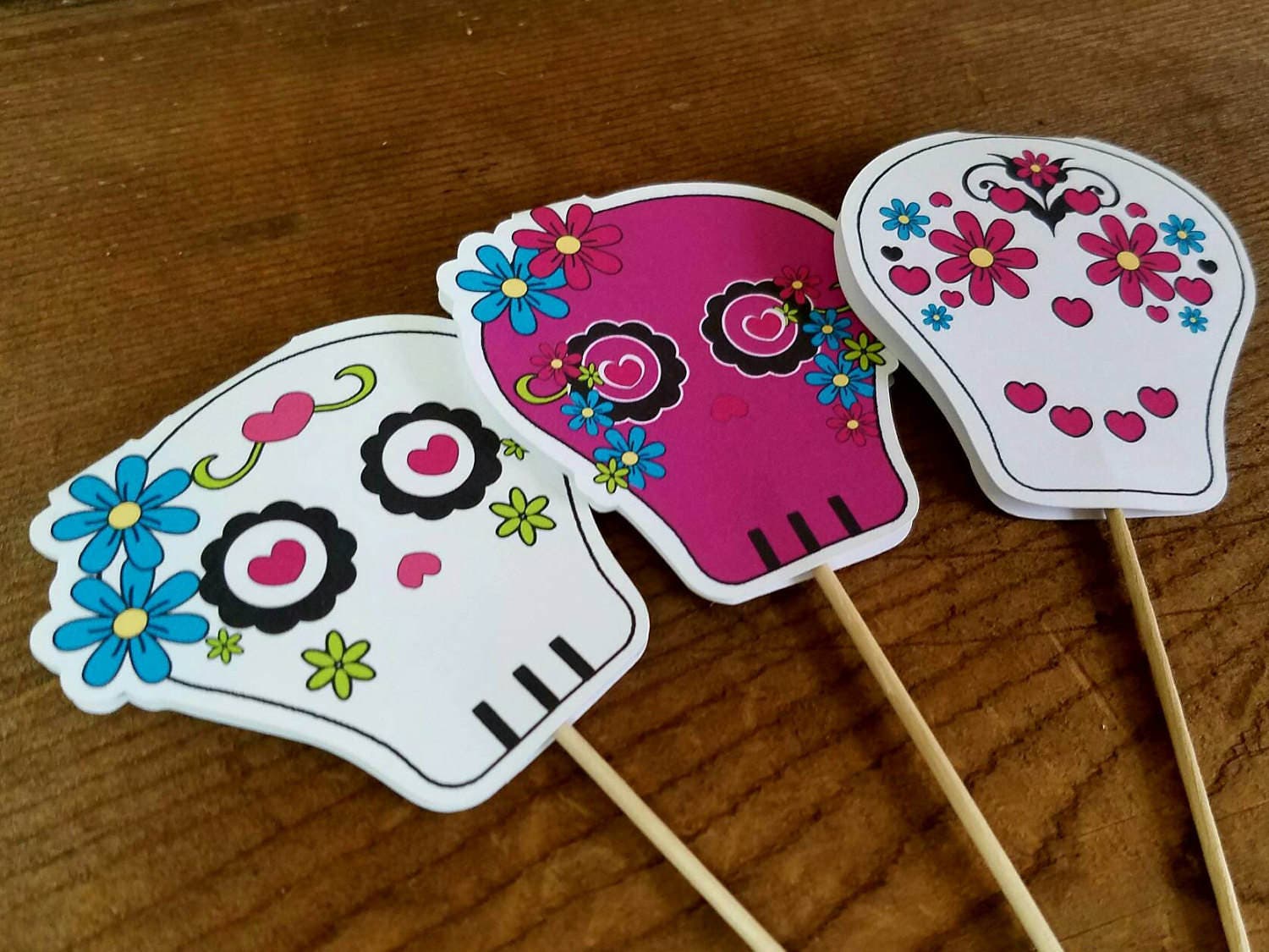 Sugar Skull Party Decorations Set Of 12 Double Sided