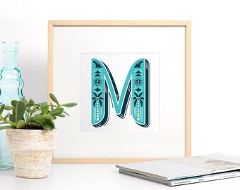 Letter m wall art | Etsy