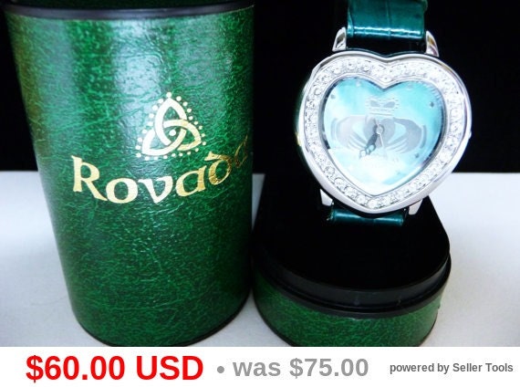 ROVADA CLADDAGH WATCH Silvertone Crystal Accent by thejewelseeker