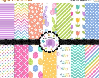 Items similar to Cute Easter digital paper Easter scrapbook paper Bunny ...