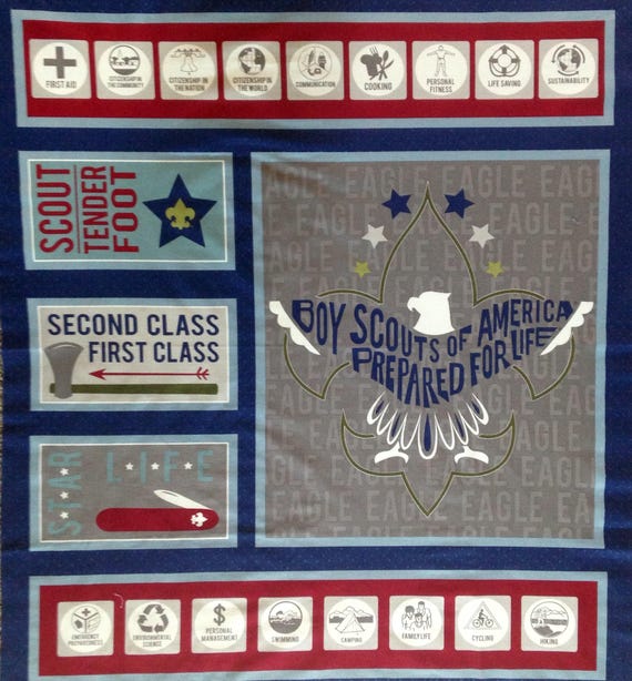 SALE Eagle Boy Scout Fabric panel America scouts Riley Blake