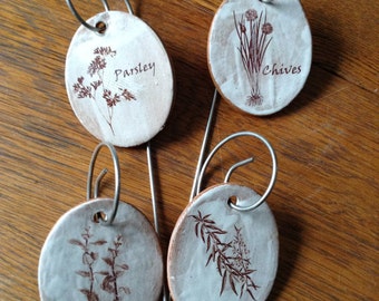 Ceramic herb markers | Etsy