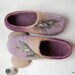 Floral felted slippers lilac felt slippers women wool slippers