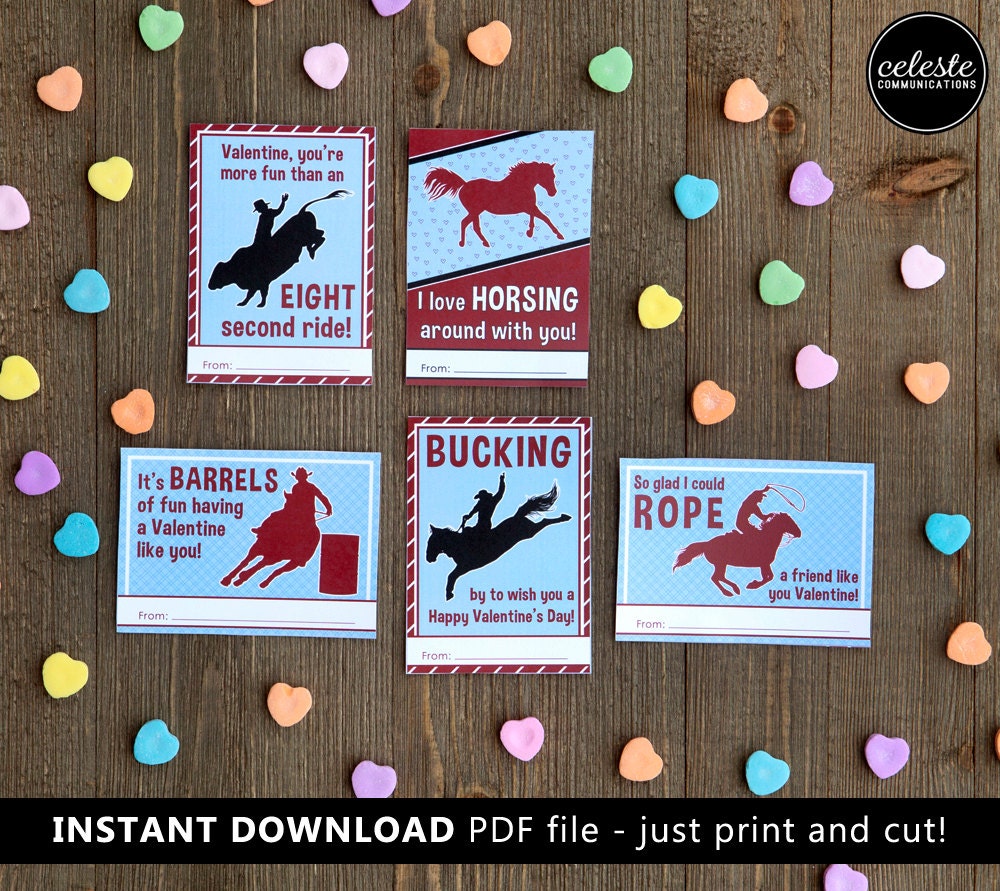 PRINTABLE Rodeo Assortment Valentine cards for kids INSTANT